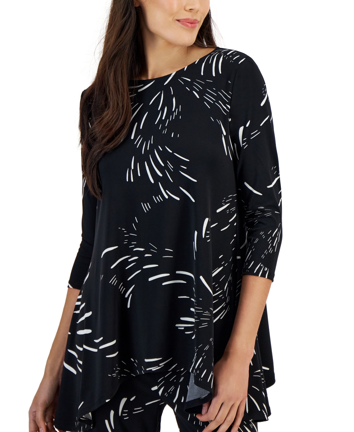 Click here for Jm Collection Petite Printed 3/4-Sleeve Long Top... prices