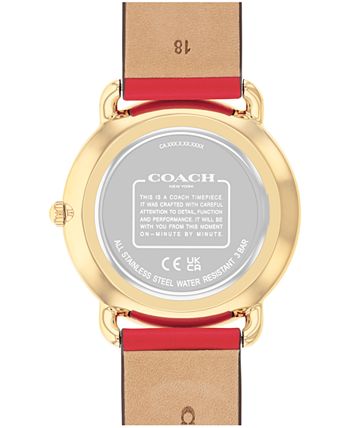 COACH Women's Elliot Lunar New Year Red Leather Strap Watch 36mm - Macy's