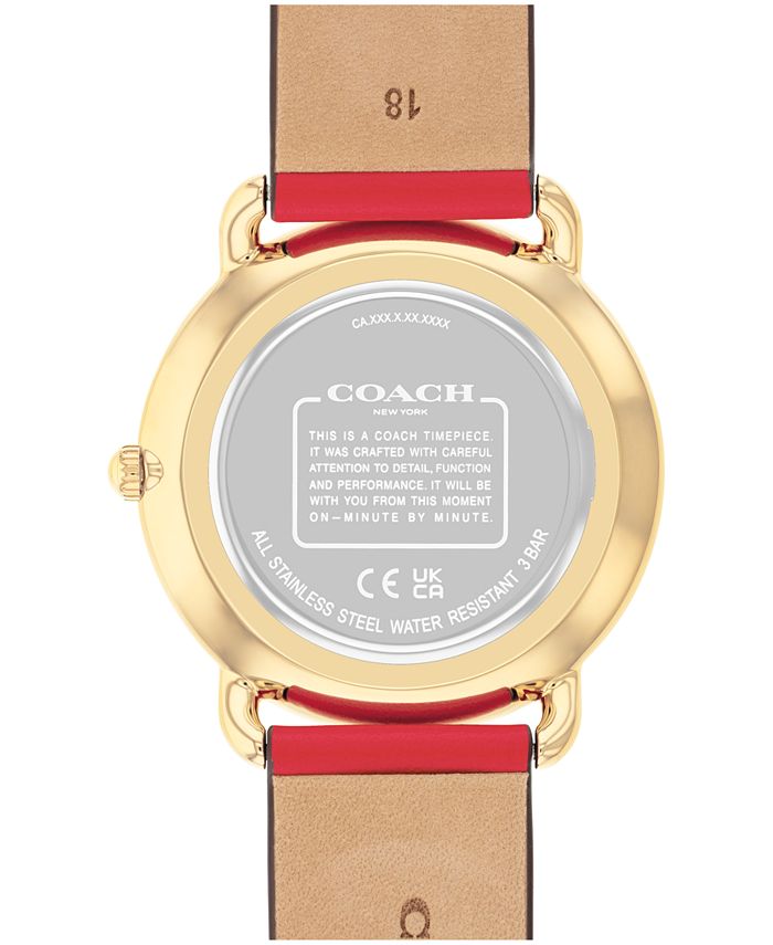 COACH Women's Elliot Lunar New Year Red Leather Strap Watch 36mm - Macy's