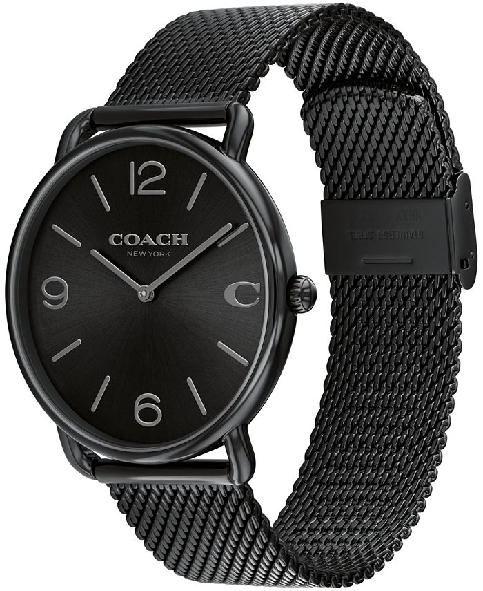 COACH Unisex Elliot Black Stainless Steel Mesh Bracelet Watch 41mm - Macy's