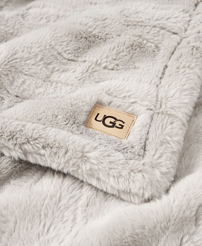 UGG® Valor Textured Faux Fur Throw, 50" x 70" - Macy's