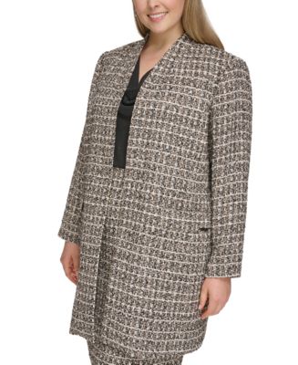 Calvin Klein Plus Size Novelty Open-Front Topper Jacket - Macy's