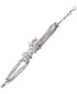Givenchy Silver-Tone Crystal Cluster Multirow Flex Bracelet - Macy's