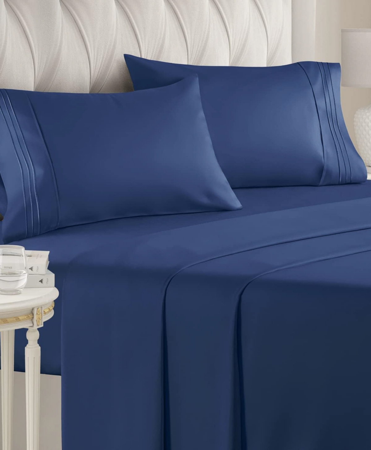 Click here for 4 Piece Microfiber Sheet Set - Full - Navy blue prices
