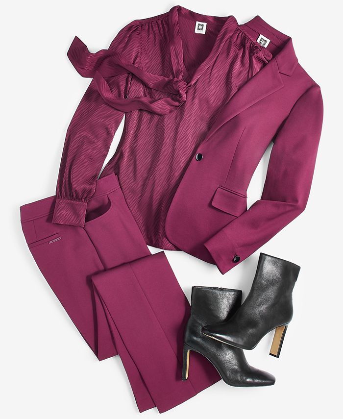 Anne Klein Women's Collection Compression One-Button Jacket - Macy's