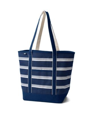 Lands' End Large Print 5 Pocket Open Top Long Handle Canvas Tote Bag ...