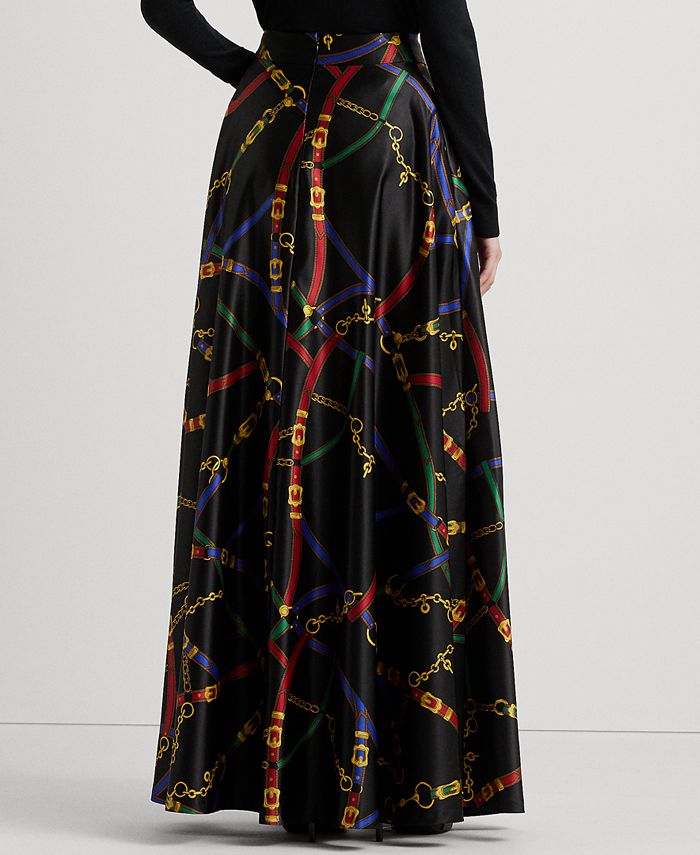 Lauren Ralph Lauren Women's Belting-Print Satin Maxiskirt - Macy's