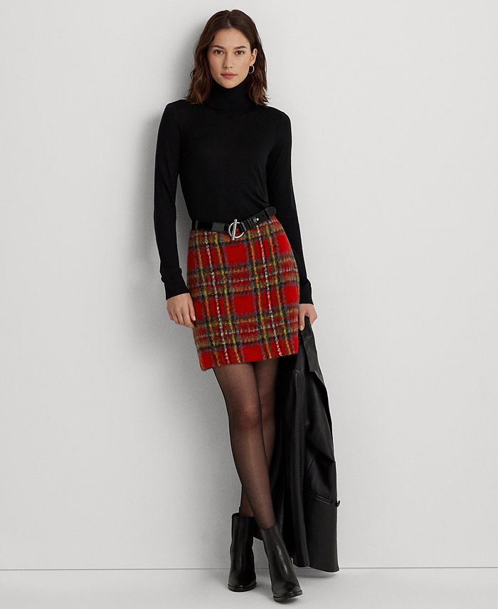 Lauren Ralph Lauren Petite Plaid Pencil Miniskirt - Macy's