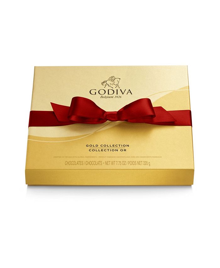Godiva Assorted Chocolate Gold Gift Box, Red Ribbon, 18 Piece - Macy's