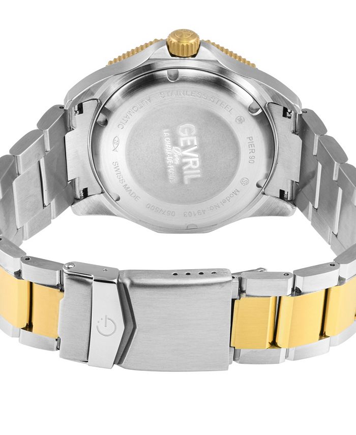 Gevril Men's Pier 90 Two Tone Stainless Steel Watch 42mm - Macy's