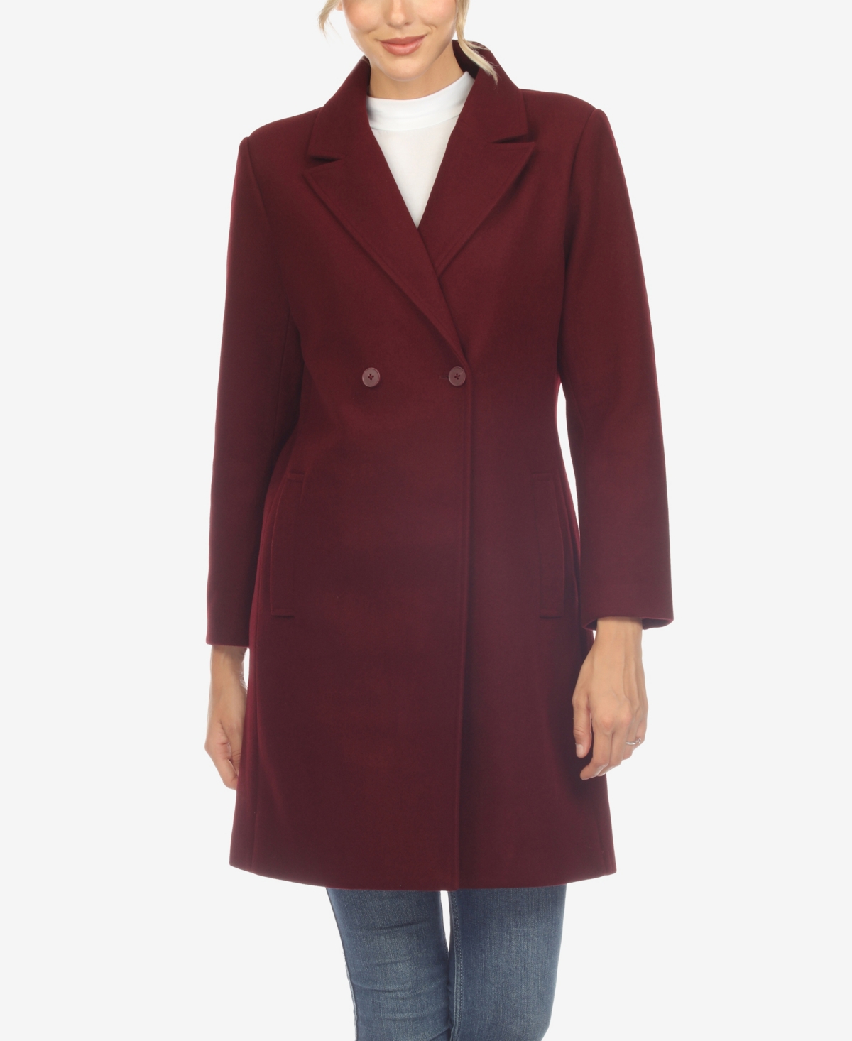Womens White Mark Classic Peacoat