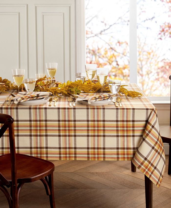Elrene Russet Harvest Plaid Table Linens Collection - Macy's