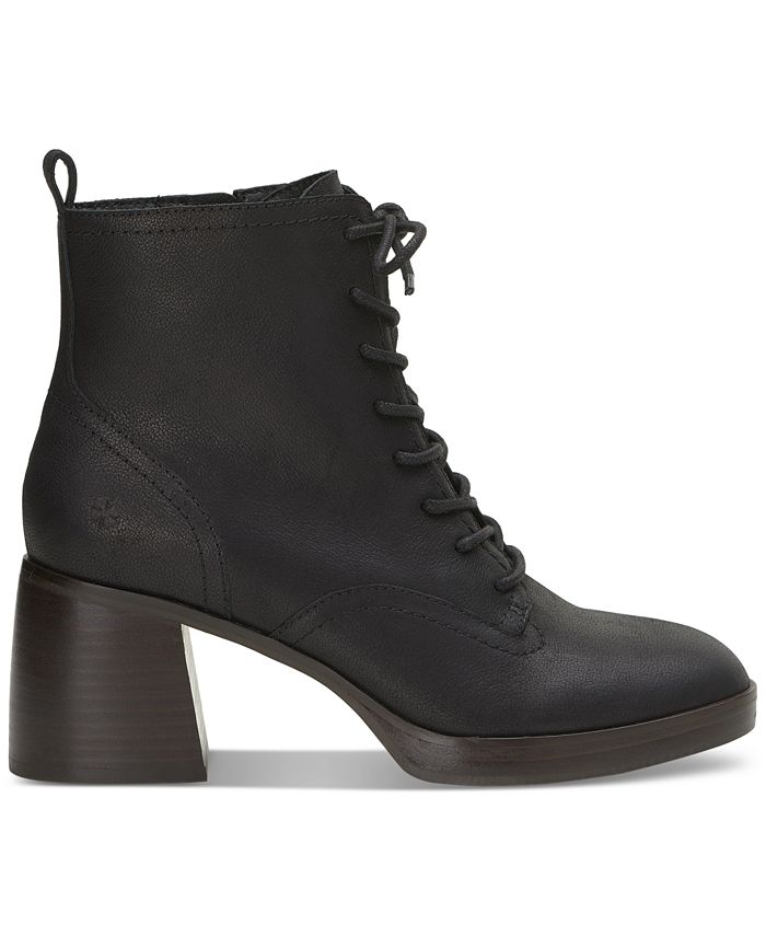 Lucky Brand Women's Qiama Lace-Up Heeled Combat Booties - Macy's