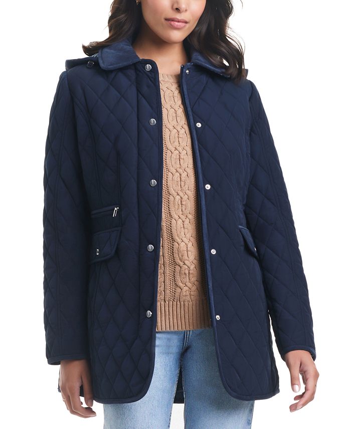 Jones New York Women's Hooded Quilted Coat - Macy's