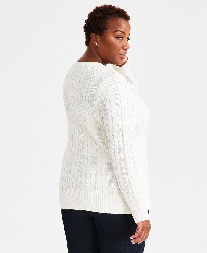 Style & Co Plus Size Metallic Cable Knit Sweater, Created for Macy's ...
