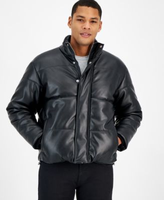 I.N.C. International Concepts Men's Quilted Faux-Leather Puffer Jacket, Created for Macy's - Macy's