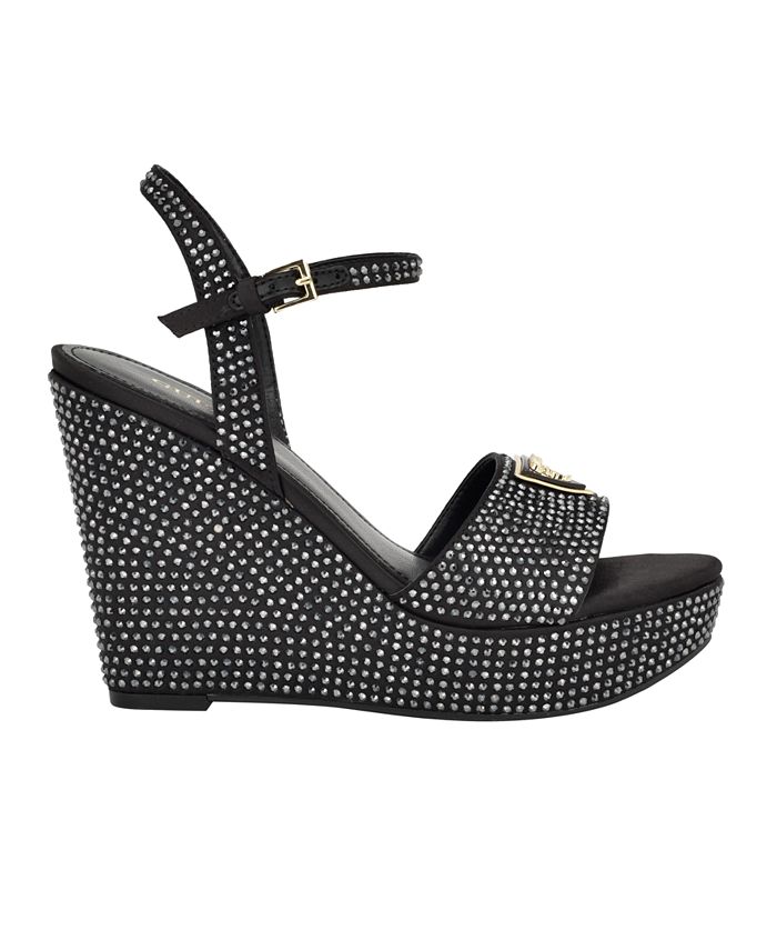 GUESS Women's Hippa Wrapped Platform Two Piece Ornamented Sandals - Macy's