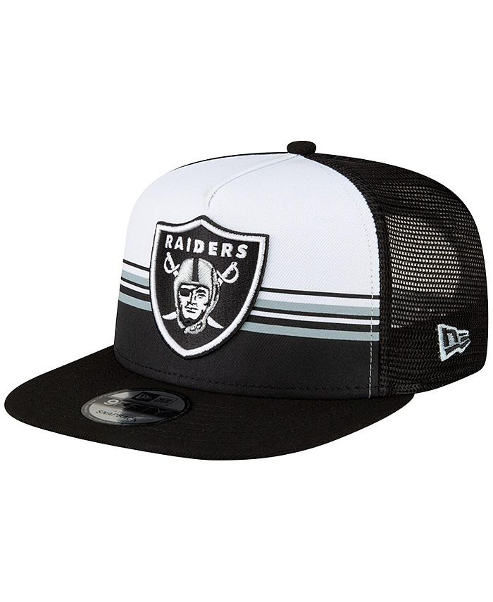 New Era Men's White, Black Las Vegas Raiders Striped A-Frame 9FIFTY ...