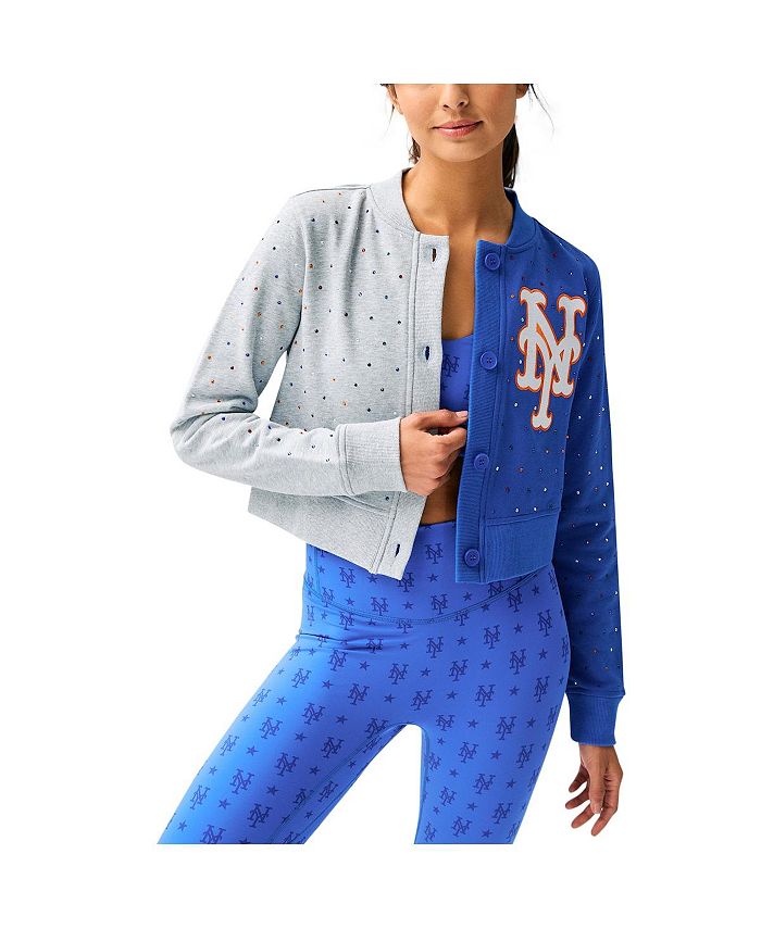 Terez Women's Gray, Royal New York Mets Cropped Button-Up Cardigan - Macy's