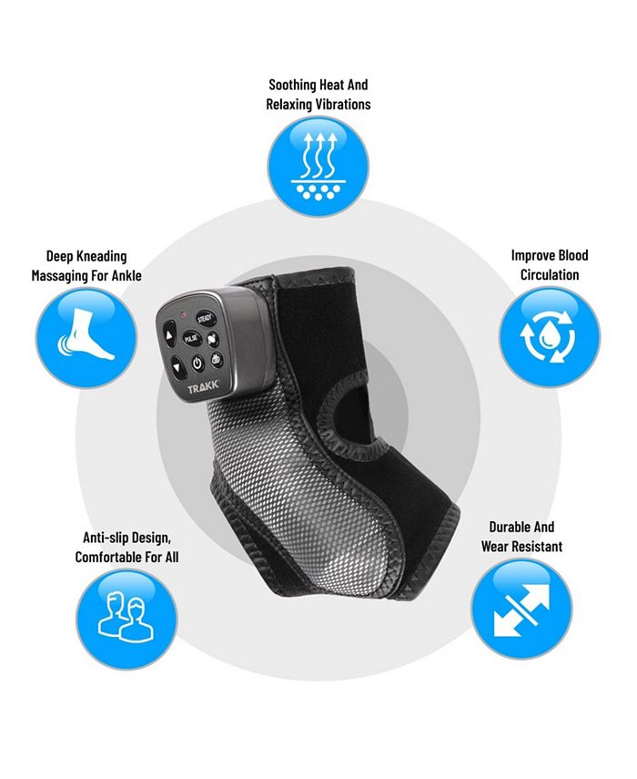 TRAKK Heating Massaging Foot & Ankle Wrap Brace- Multi Level Settings ...