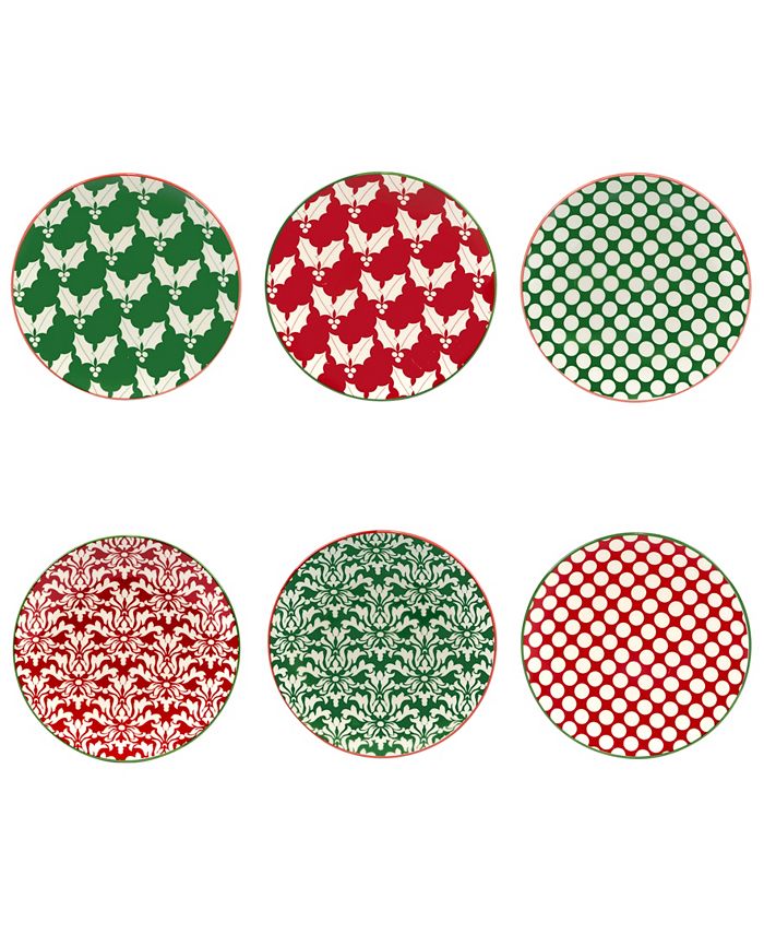 Certified International Winter Medley 6" Canape Plates Set of 6 ...