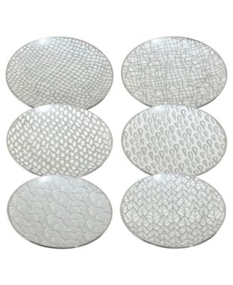 Certified International Matrix Silver-Tone Plated Canape Plates Set of ...