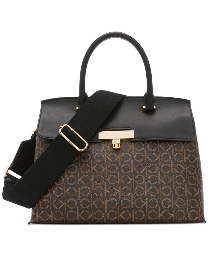 Calvin Klein Becky Signature Turnlock Convertible Satchel - Macy's