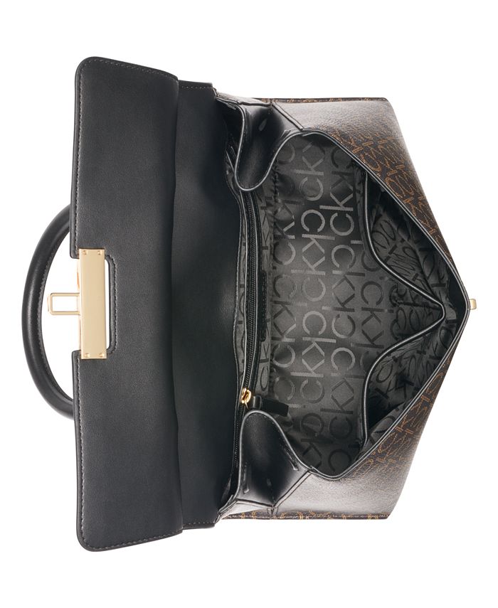 Calvin Klein Becky Signature Turnlock Convertible Satchel - Macy's