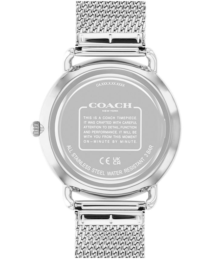 COACH Unisex Elliot Silver-Tone Stainless Steel Mesh Bracelet Watch ...
