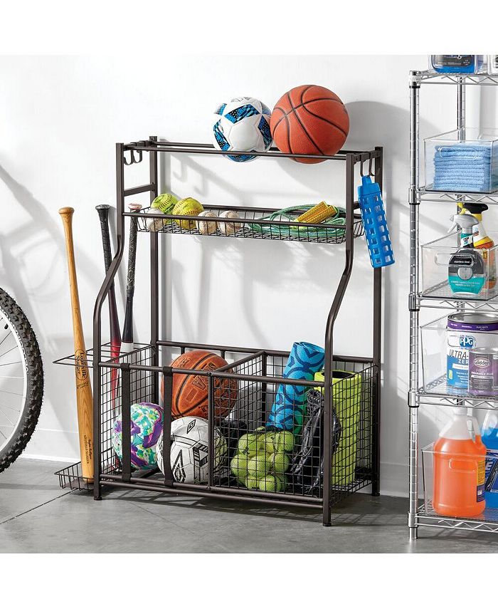 mDesign Metal Heavy Duty Garage Sports Storage Rack with Top Shelf - Macy's