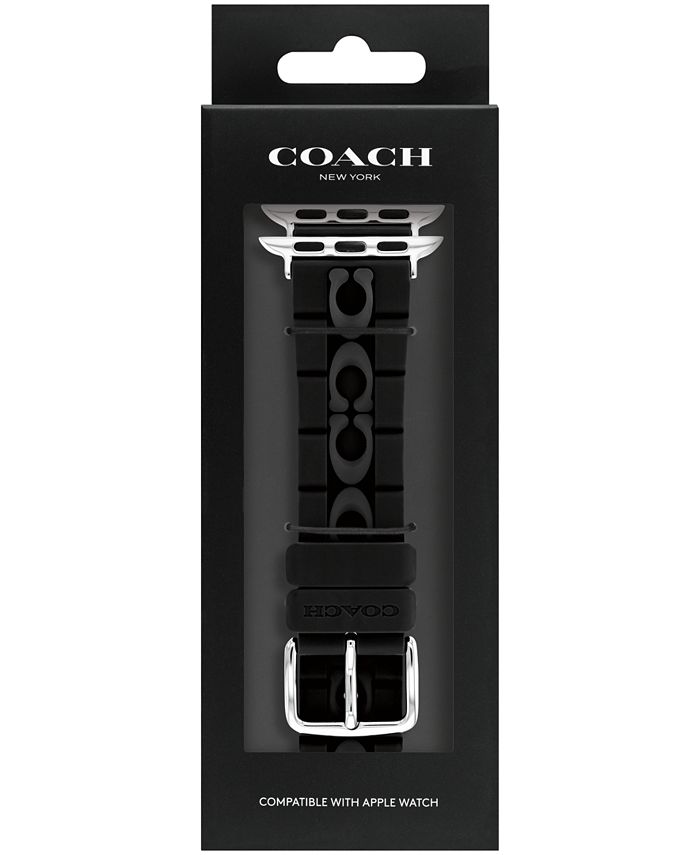 COACH Black Silicone Strap for 38, 40, 41mm Apple Watch - Macy's