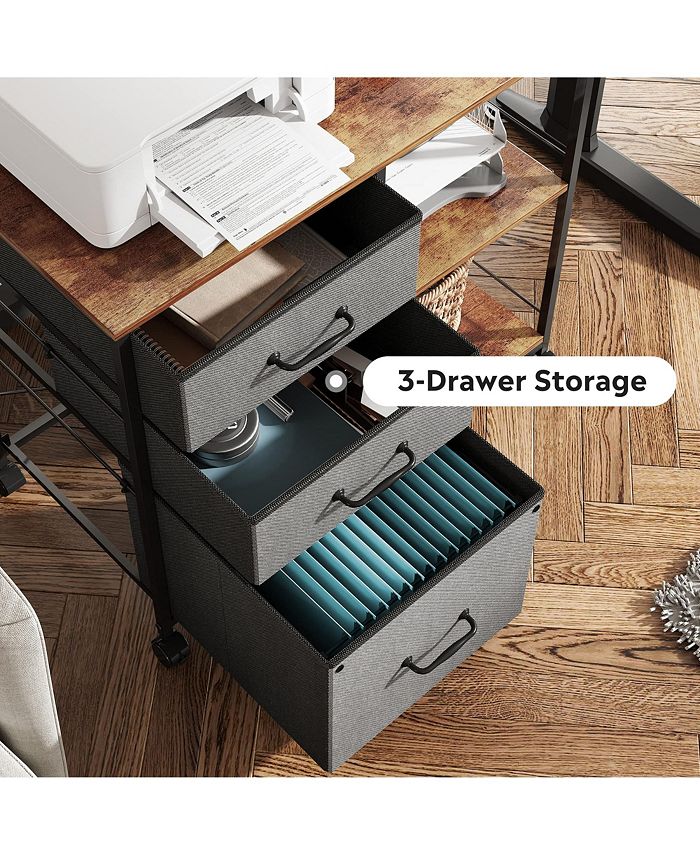 Simplie Fun 3 Drawer Mobile File Cabinet, Rolling Printer Stand with ...