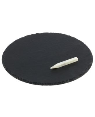 mDesign Natural Round Slate Stone Serving Tray, Chalk Pencil, Food ...
