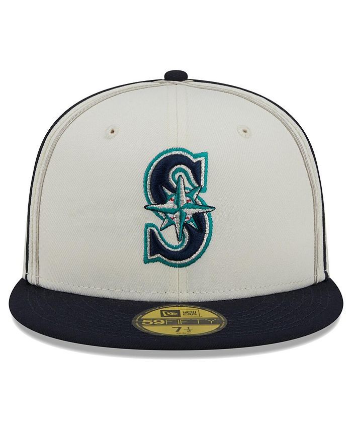 New Era Men's Cream, Navy Seattle Mariners Chrome Sutash 59FIFTY Fitted ...