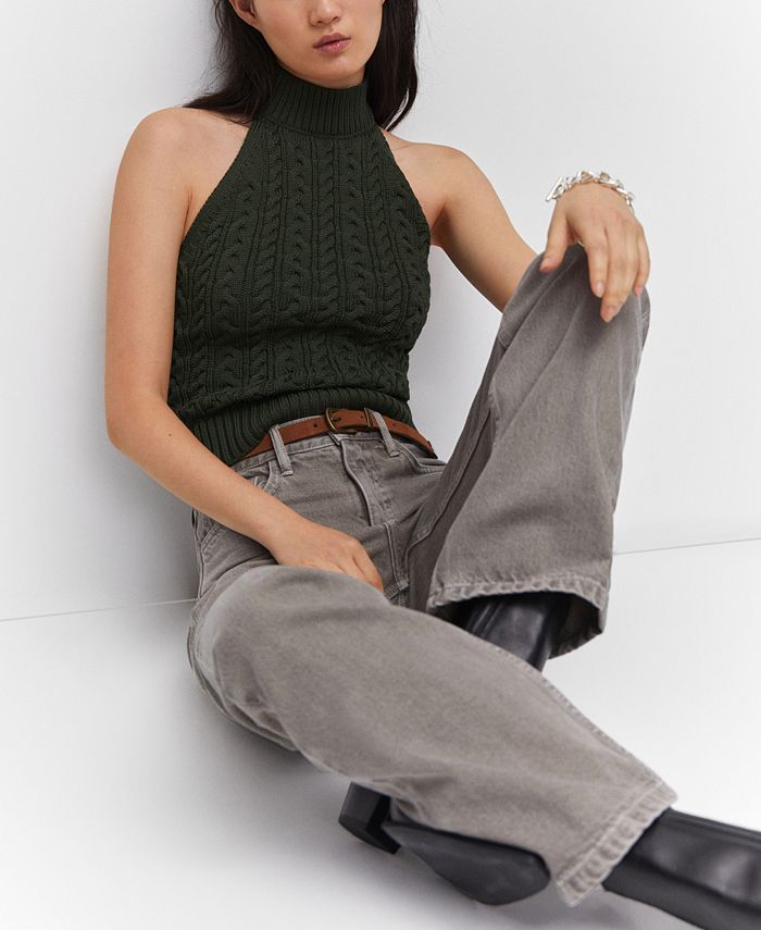 MANGO Women's Halter-Neck Knitted Top - Macy's