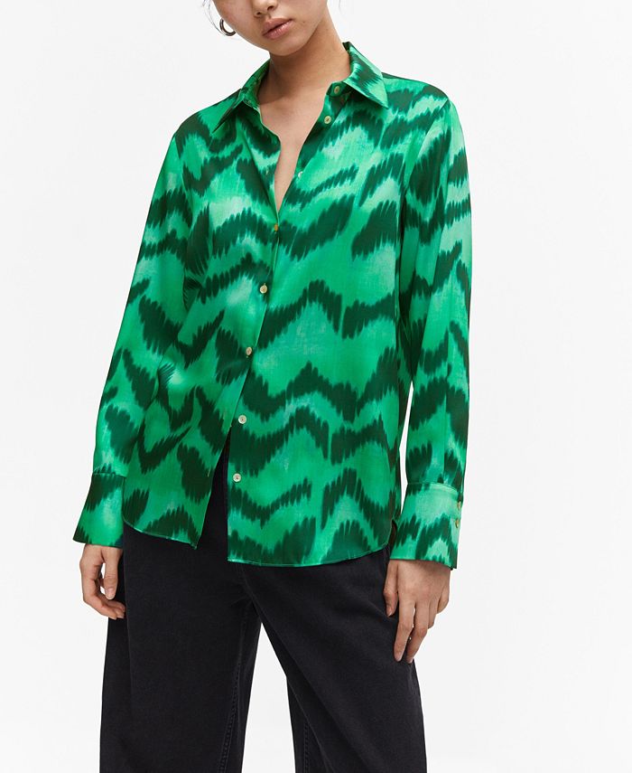 MANGO Women's Satin Print Shirt - Macy's