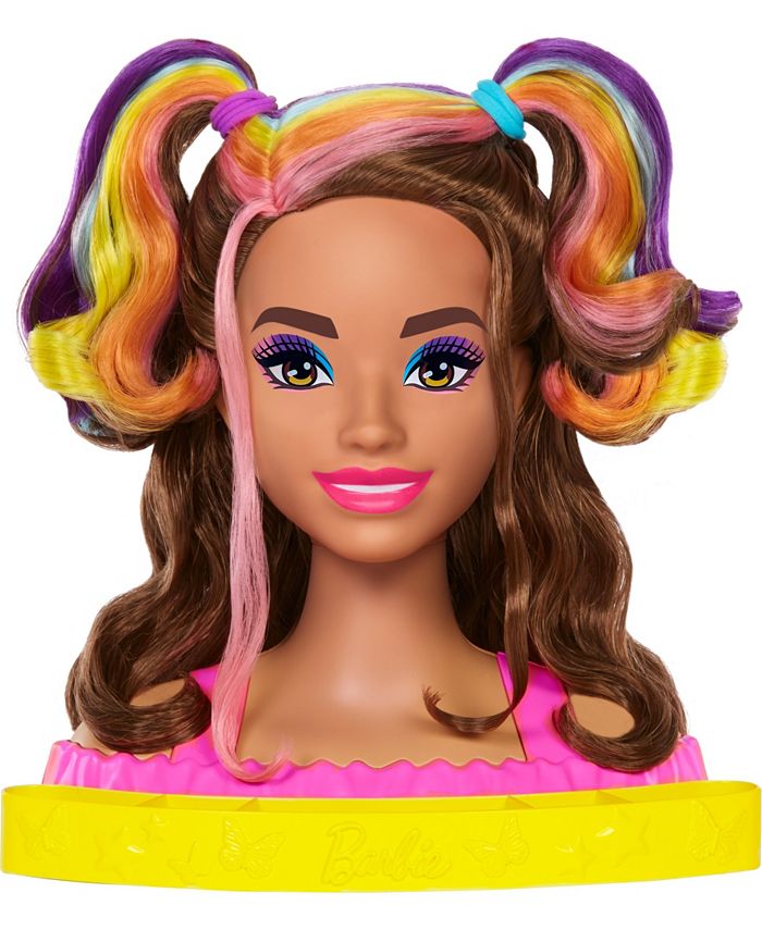 Barbie Deluxe Styling Head, Barbie Totally Hair, Brown Rainbow Hair ...