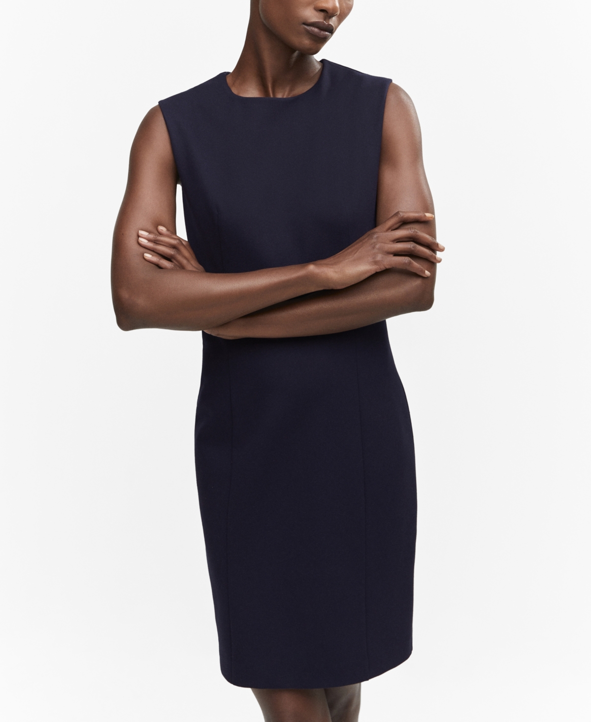 Click here for Mango Womens Roma Knit Sleeveless Dress - Dark Nav... prices