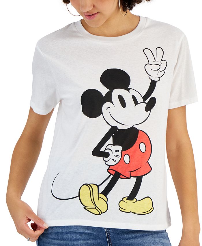 Disney Juniors' Mickey Mouse Peace Sign Graphic T-Shirt - Macy's