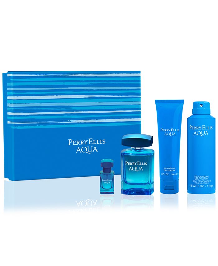 Perry Ellis Men's 4-Pc. Aqua Eau de Toilette Gift Set - Macy's