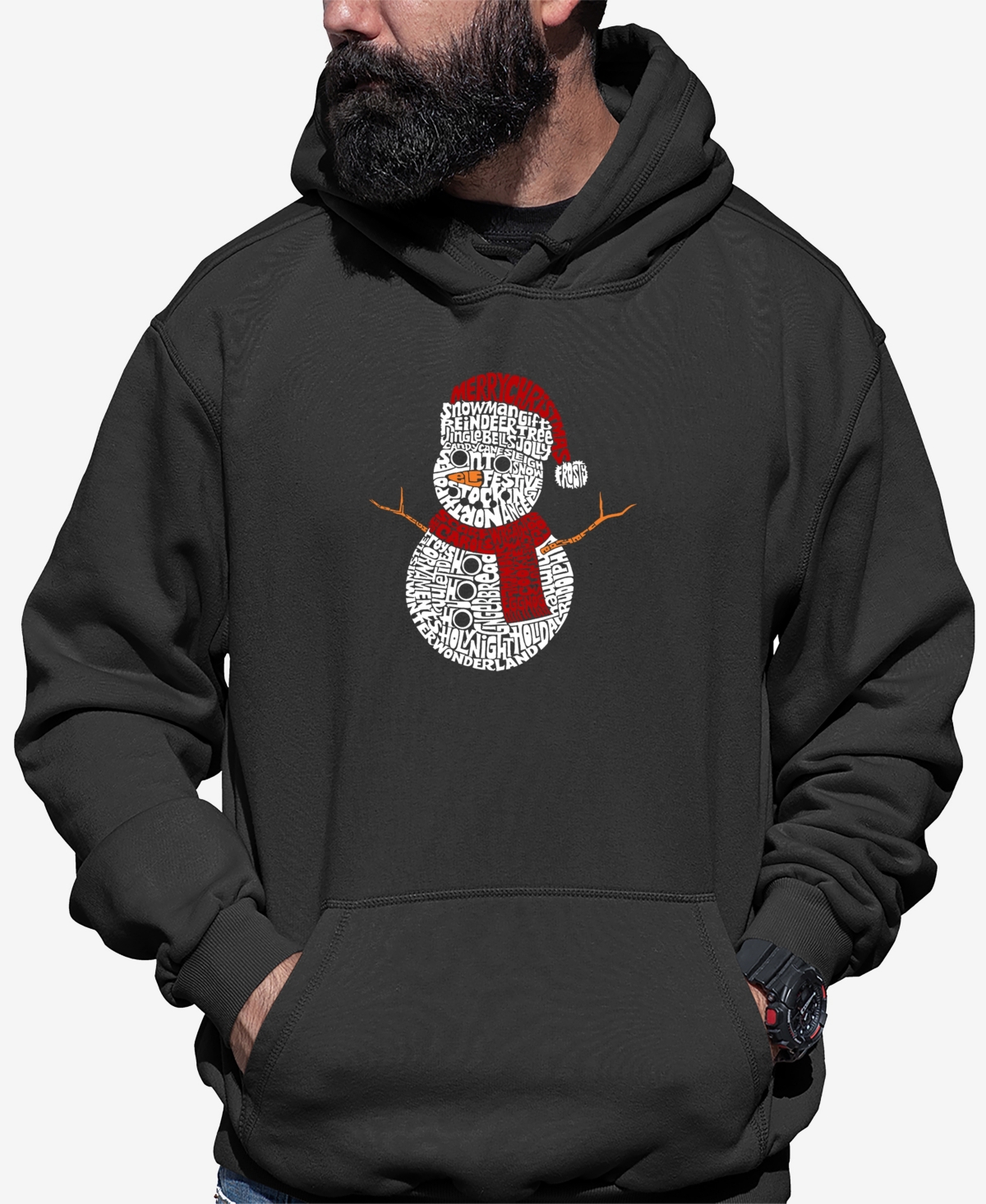 Click here for La Pop Art Mens Christmas Snowman Word Art Hooded... prices