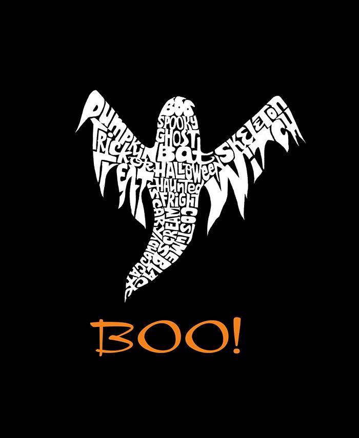 LA Pop Art Men's Halloween Ghost Word Art Long Sleeve T-shirt - Macy's