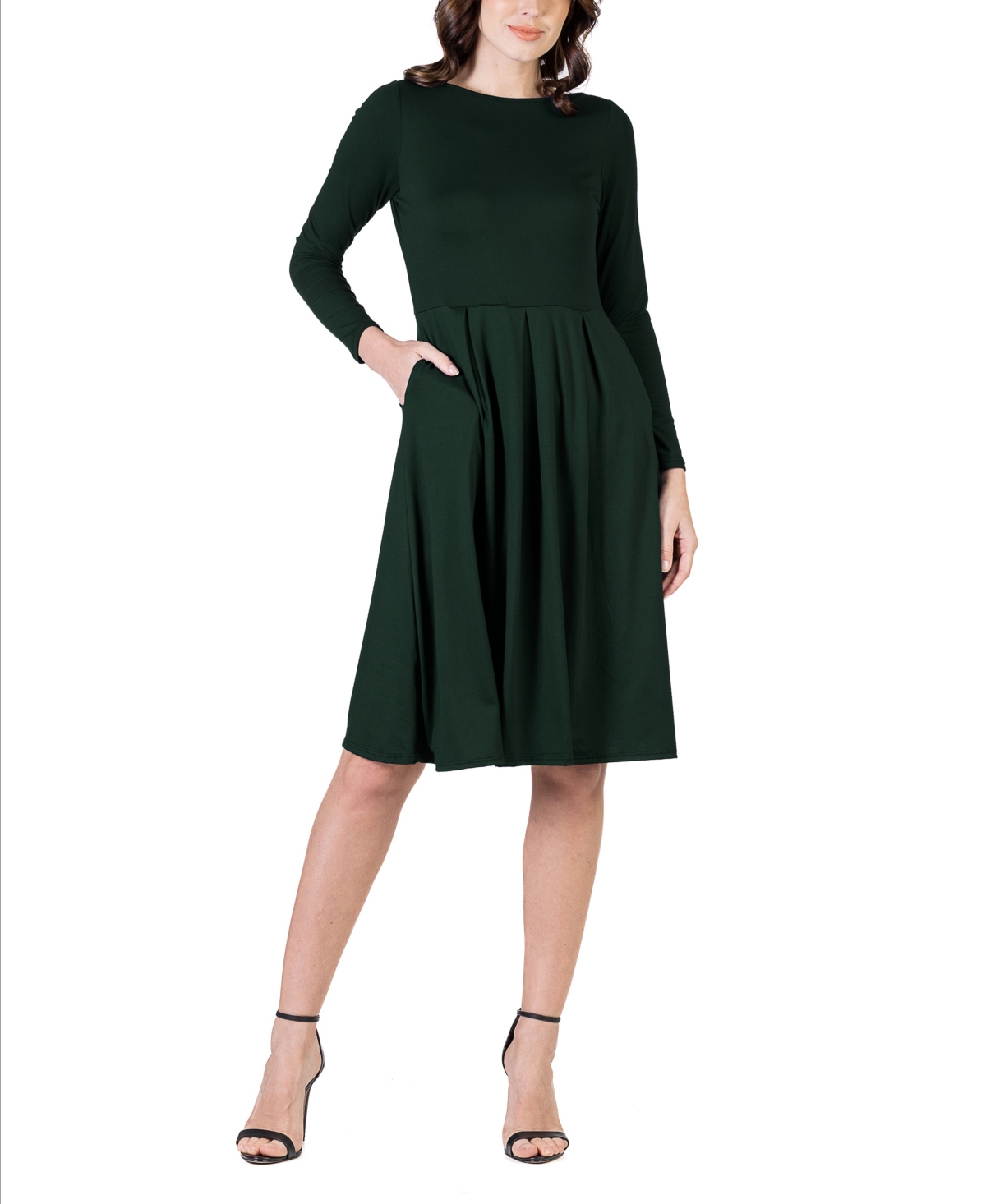 Click here for Womens Midi Length Fit and Flare Dress - Hunter prices