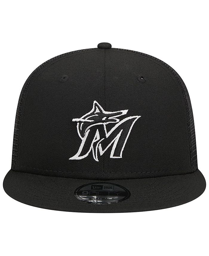 New Era Men's Black Miami Marlins Trucker 9FIFTY Snapback Hat - Macy's