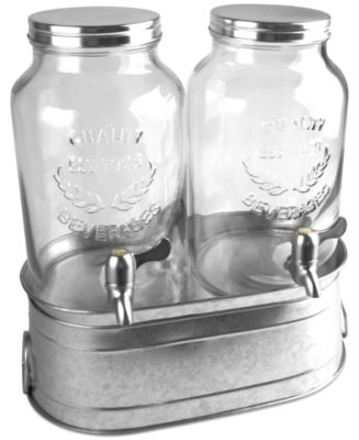 Artland Masonware Galvanized Tin Dual Beverage Dispenser Set - Macy's