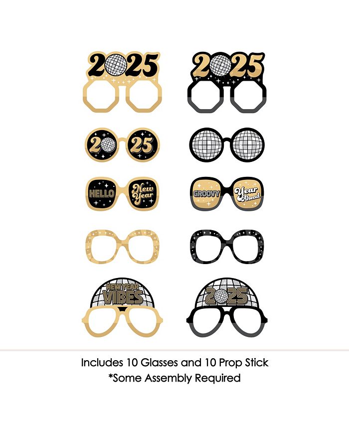 Big Dot of Happiness Disco New Year Glasses - Paper Groovy 2024 NYE ...