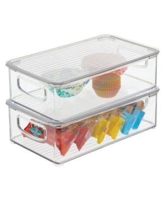 mDesign Plastic Storage Bin Box Container - Lid and Handles - 10 x 6 x ...