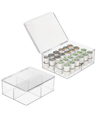 mDesign Plastic Divided Pantry Storage Box, 4 Section, 2 Bins + 32 ...