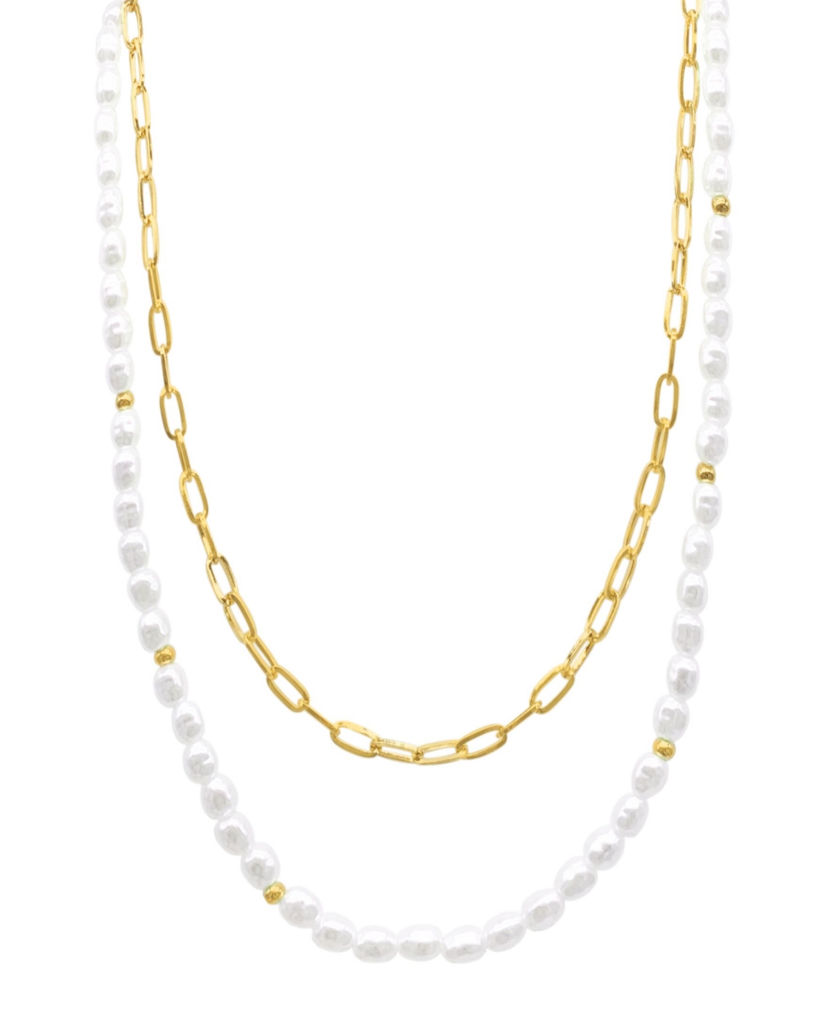 Click here for Adornia Gold-Tone Imitation Pearl & Paperclip Two-... prices