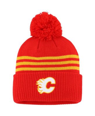 Men's adidas Red Calgary Flames Locker Room Three Stripe Cuffed Knit ...